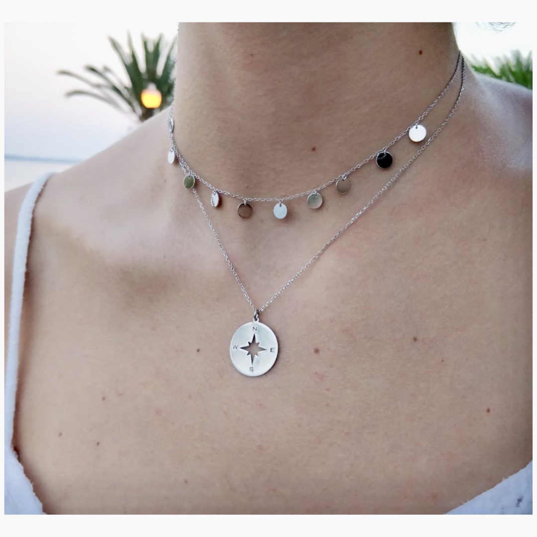 Collar Brújula Grande Plata | Joyeria Luis Luna