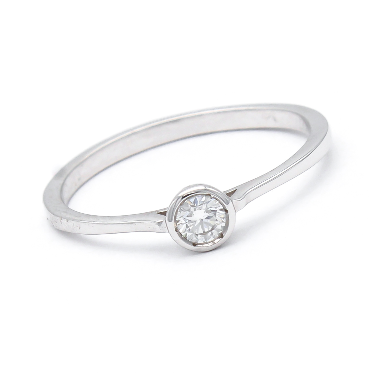 Anillo Chatón Diamante 0,10ct Oro Blanco 18K | Joyeria Luis Luna